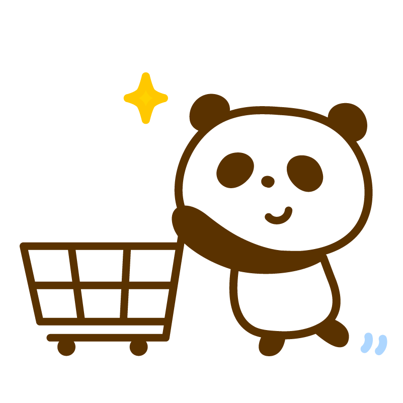 買い物カートを押すパンダのイラスト よはくにイラスト